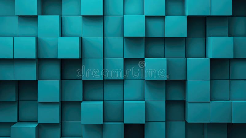 Teal Cubes Wall Background, Abstract Illustration Stock Illustration ...