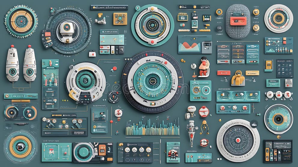 Teal and Dark Blue Isometric Data Visualization Infographic Stock ...