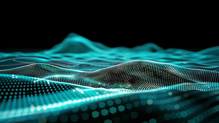 Teal Data Wave Background - Abstract Particle Flow Visualization Stock ...