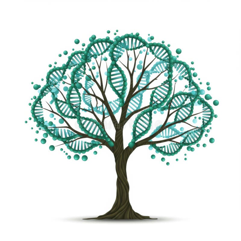 Teal Dna Tree Abstract Biology Illustration Stock Illustration ...