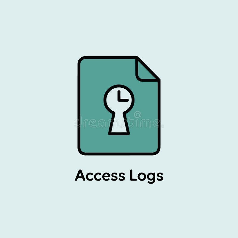 Teal Document Icon Keyhole Clock Access Logs Image Stock Vector ...