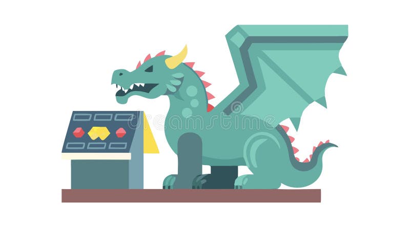 Teal Dragon with Computer Console, Vector Design Generative AI Stock ...