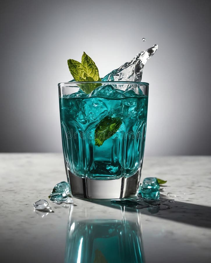 Teal Drink on Glass on Plain White Ai Generated Stock Illustration ...