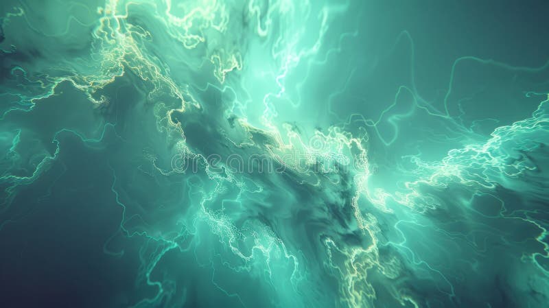 Teal Energy Waves: Abstract Digital Art Background, Fluid Design ...