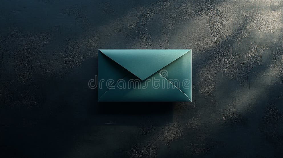 Teal Envelope, Dark Surface, Sunlight, Communication Stock Illustration ...