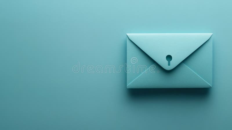 Teal Envelope with a Lock Symbol on Minimalist Background. Stock Photo ...