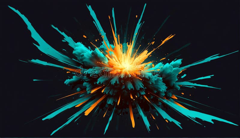 Teal Explosion Impact Effect on Plain Black Ai Generated Stock ...
