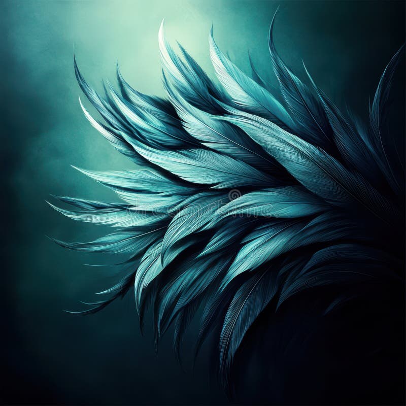 Teal Feather Abstract stock illustration. Illustration of background ...