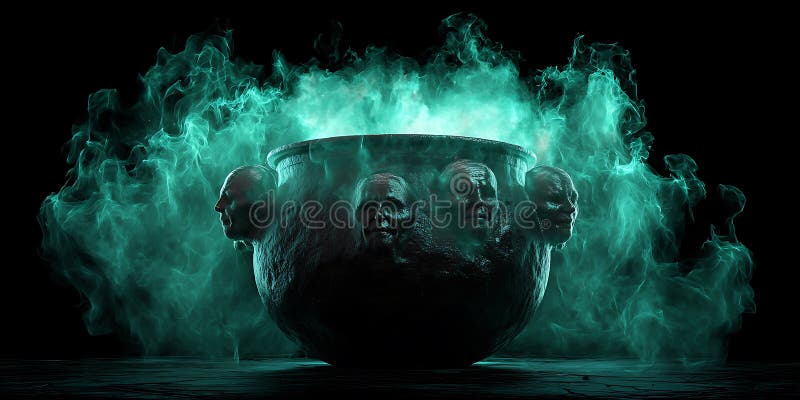 Teal Fire Mystical Box Dark Fantasy Art Stock Image - Image of ...