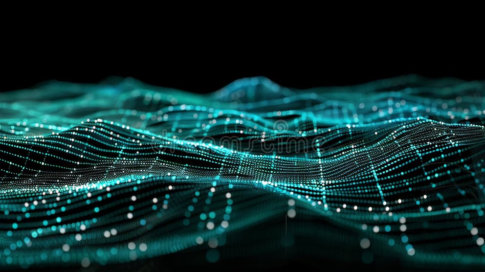 Teal Flowing Data Network Visualization, Futuristic Connections ...