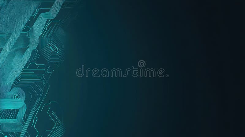 Teal Futuristic Technology Background with Sharp Focus Circuits Stock ...