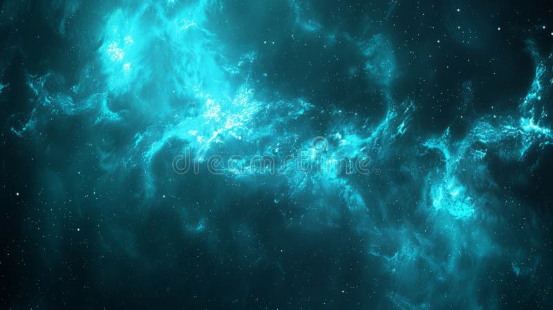 Teal Galaxy Nebula Deep Space Abstract Background, Turquoise Starfield ...