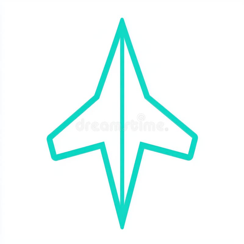 Teal Geometric Airplane Outline on White Background Stock Illustration ...