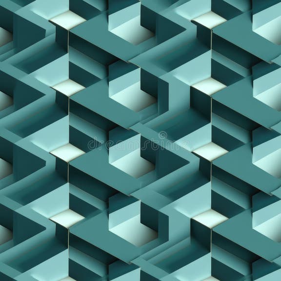 Teal Geometric Cubes: an Abstract 3D Pattern Stock Illustration ...