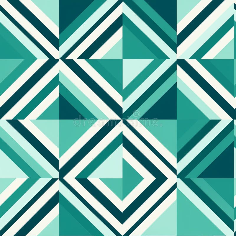 Teal Geometric Seamless Pattern with Angular Compositions Stock ...