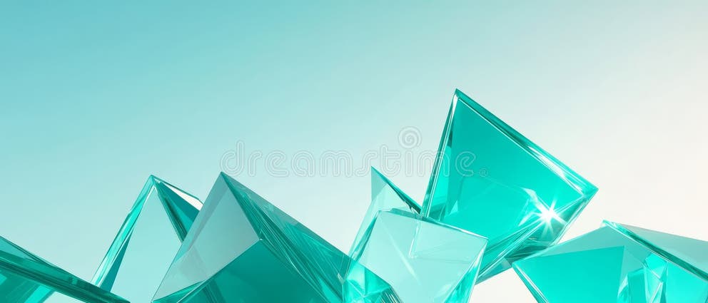 Teal Geometric Shapes Floating on Clear Background Abstract Design for ...
