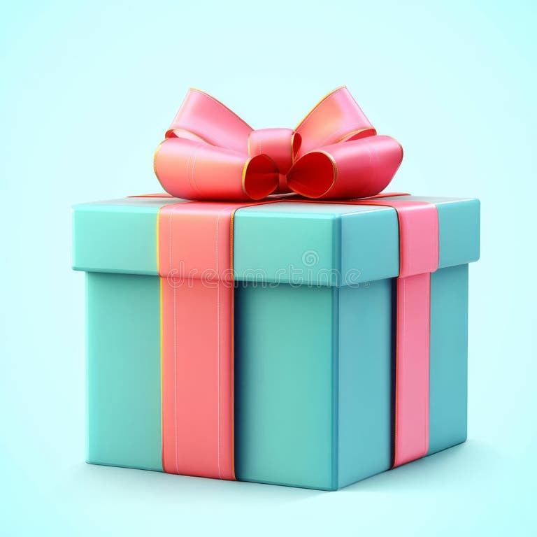 Teal Gift Box with Pink Bow 3D Render, Gift, Present, Packaging ...