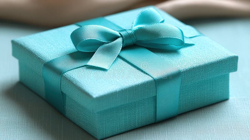 Teal Gift Box with Ribbon Bow Stock Illustration - Illustration of ...