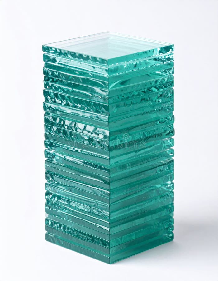 Teal Glass Stacked Sculpture on White Background Stock Illustration ...