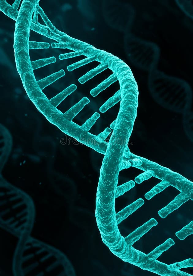 Teal Glowing DNA Double Helix Abstract Background Stock Illustration ...