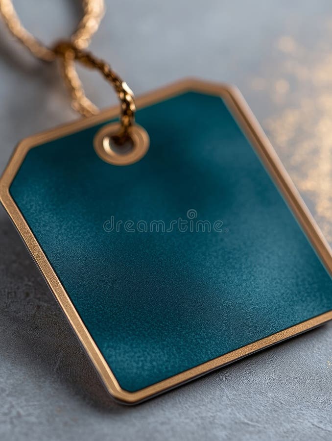 Teal and Gold Blank Tag with a Textured Surface. Stock Image - Image of ...