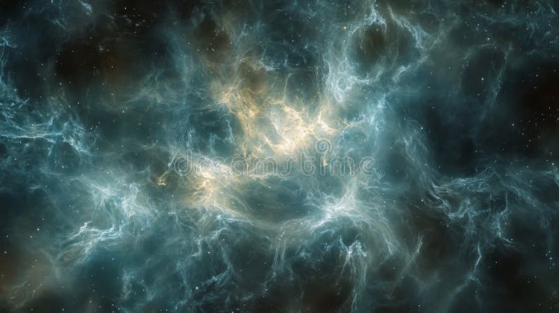 Teal and Gold Cosmic Nebula Space Background Stock Illustration ...