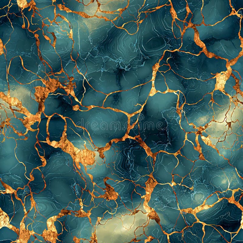 Teal and Gold Marble Texture Seamless Pattern Background Stock ...
