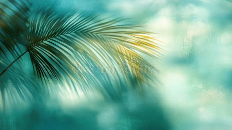 Teal and Gold Palm Leaves Blurred Background Stock Photo - Image of ...