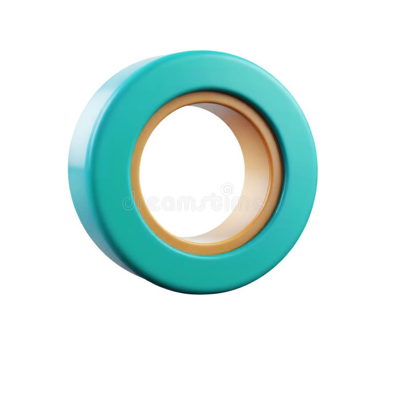 Teal and Gold Ring Object with Smooth Rounded Edges and Subtle Shading ...