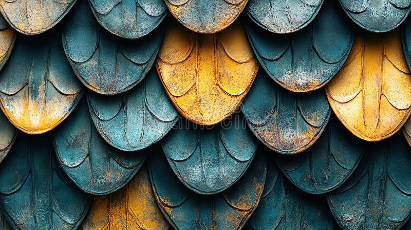 Teal Gold Scale Texture Wall Background Design Stock Illustration ...