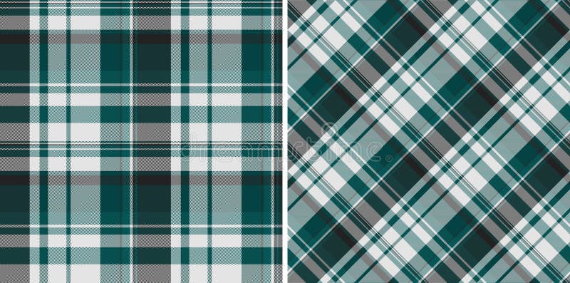 Teal and Gray Plaid Patterns. Set of Classic Tartan Seamless Textures ...
