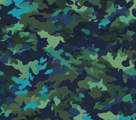 Teal Green and Navy Blue Camo Pattern Seamless Texture Stock ...