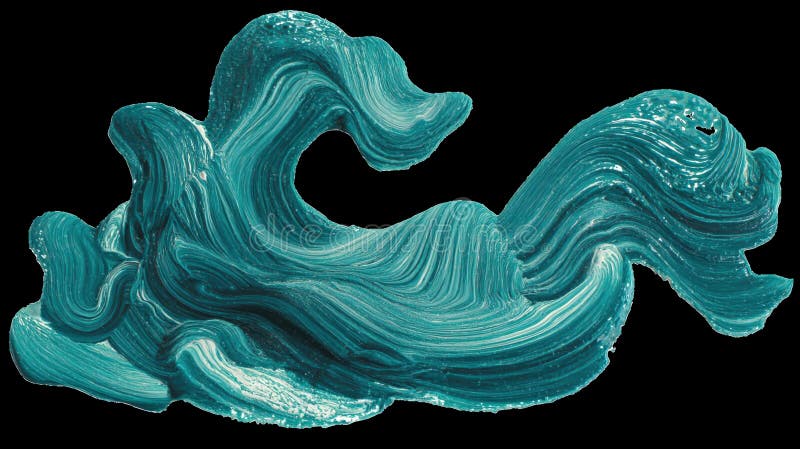 Teal Hand Painted Wave Form Isolated on Transparent Background Stock ...
