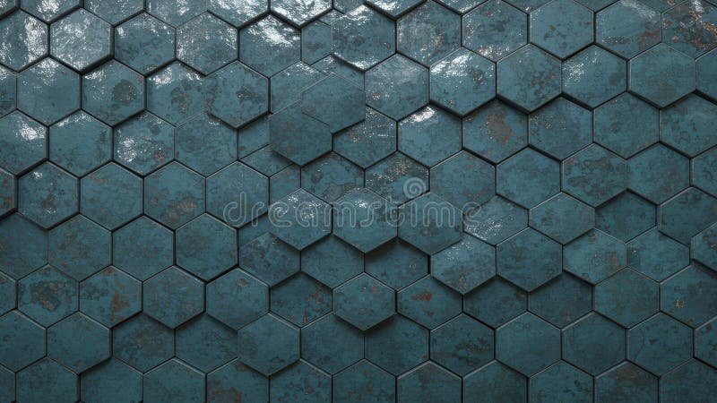 Teal Hexagon Metal Texture stock illustration. Illustration of abstract ...