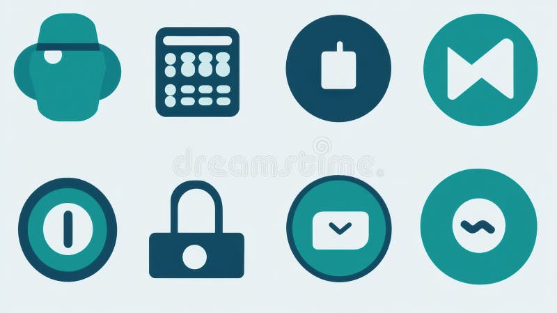 Teal Icon Set stock illustration. Illustration of system - 367291071
