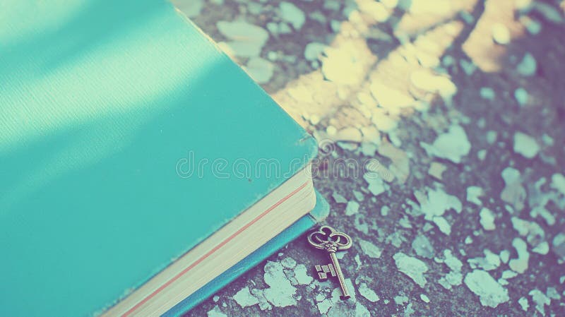 Teal Journal, Key, Outdoors, Sunlight, Chipped Paint Stock Image ...