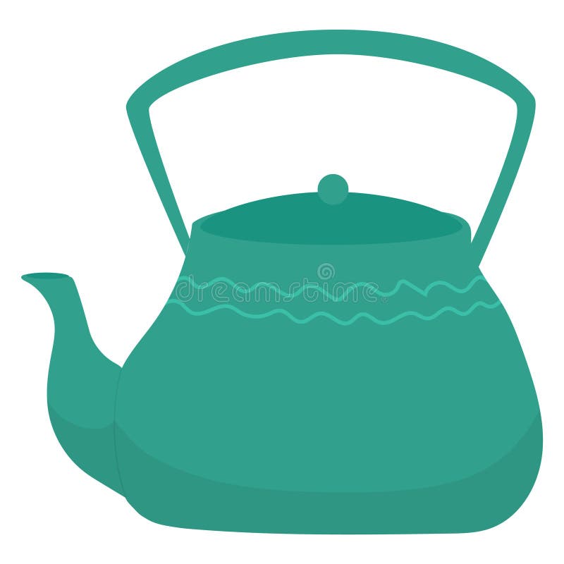 Teal Kettle with a Simple Design and Decorative Wave Pattern ...
