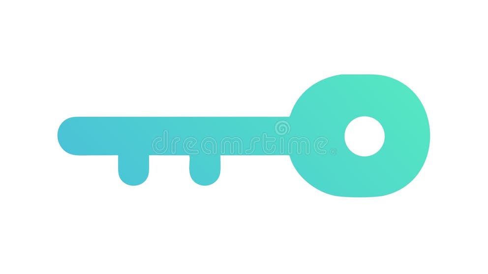 Teal Key Icon, Access, Security, or Solution Symbol Flat, Vector Design ...