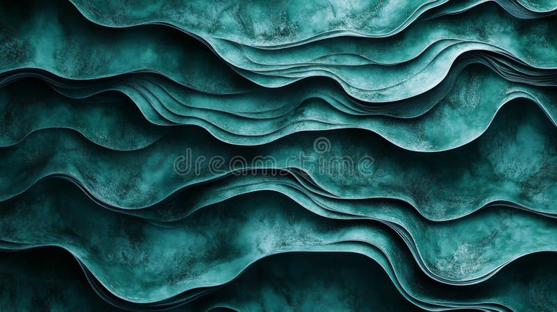 Teal Layered Abstract Wavy Texture Design Stock Illustration ...