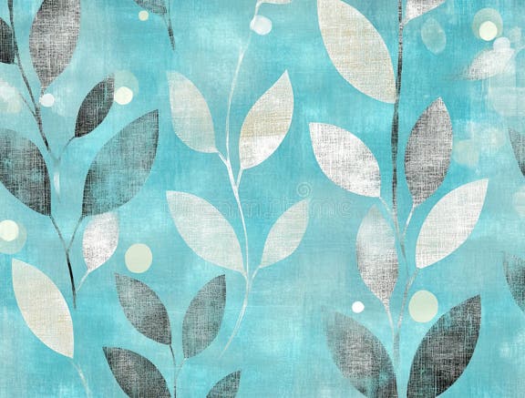 Teal Leaf Pattern stock illustration. Illustration of modern - 353465912