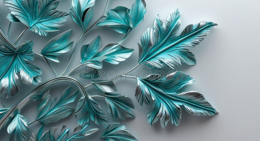 Teal Leaf Vines Intricate Metalwork Design. Stock Photo - Image of teal ...