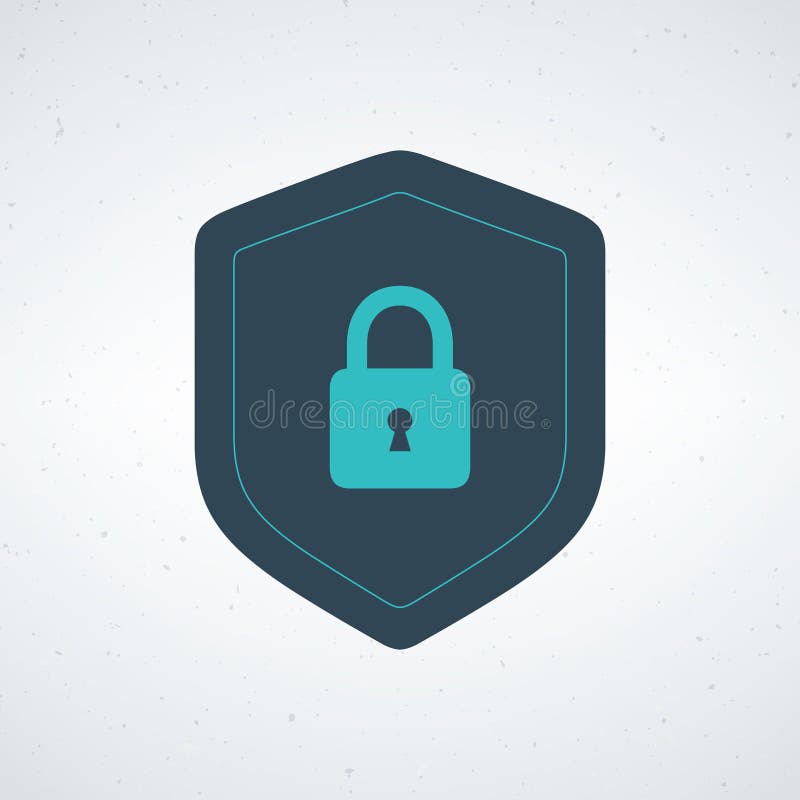 Teal Lock on Shield Icon for Security Stock Illustration - Illustration ...