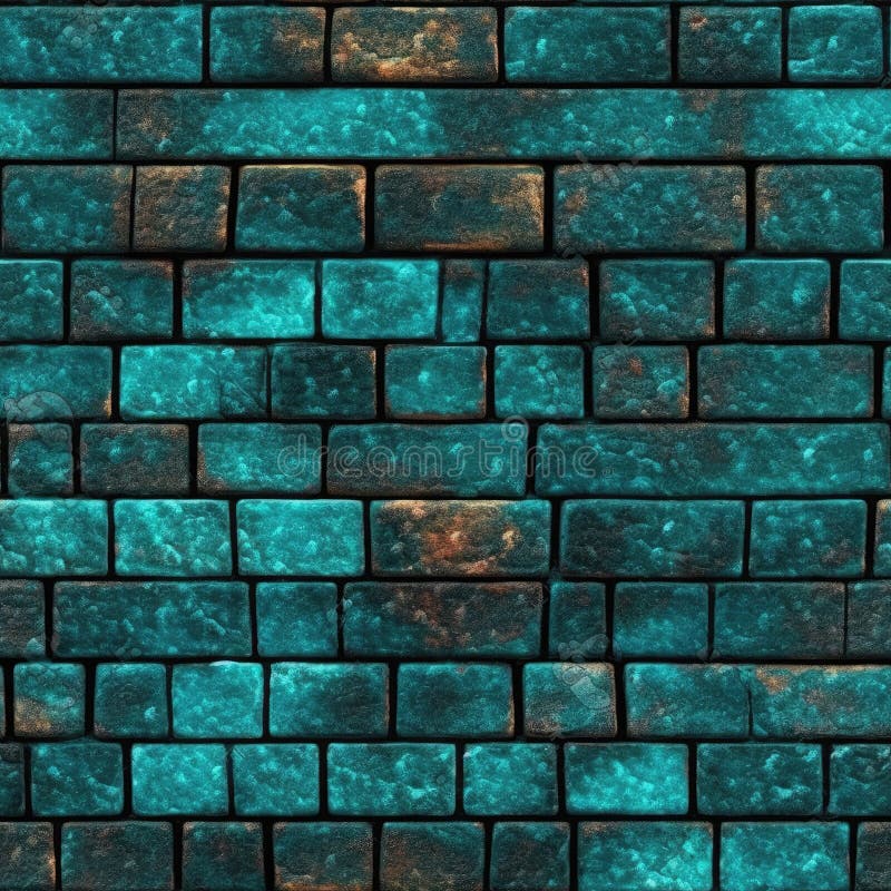 Teal Luminescence Beautiful Brick Wall Texture Tile Seamless Background ...