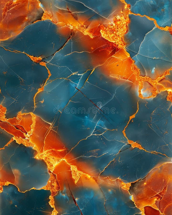 Teal Marble with Burnt Umber Veins and Gold Herringbone Patterns on ...