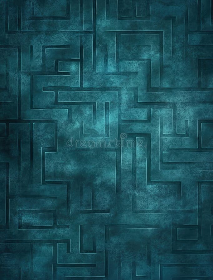 Teal Maze Pattern Background Texture Stock Illustration - Illustration ...