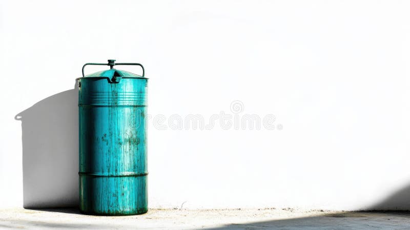 Teal Metal Container Against White Wall Stock Illustration ...