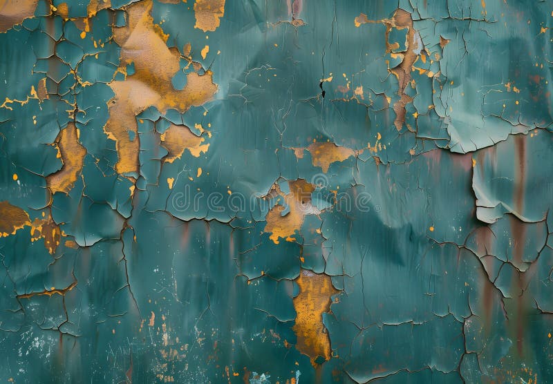 Teal Metal Sheet with Peeling Paint and Rust Texture Stock Illustration ...