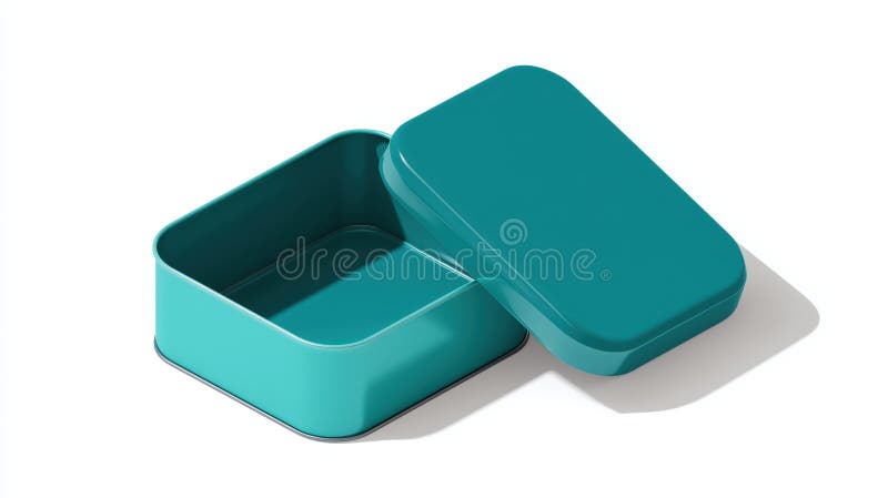 Teal Metal Tin Box with an Open Lid Stock Illustration - Illustration ...