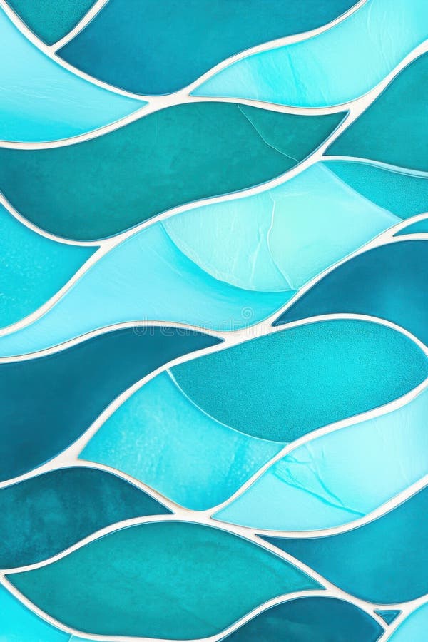 Teal Mosaic Tiles Create a Modern Wave Pattern with Intricate Textures ...