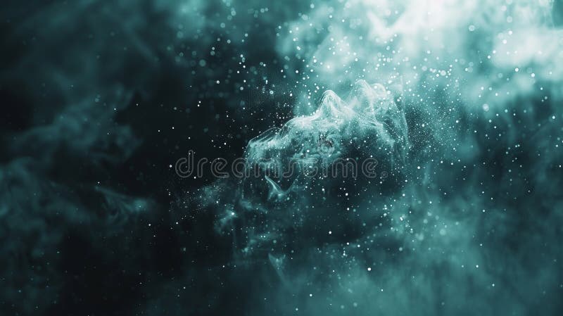 Teal Nebula Abstract Background with Sparkling Particles, Smoke Effect ...